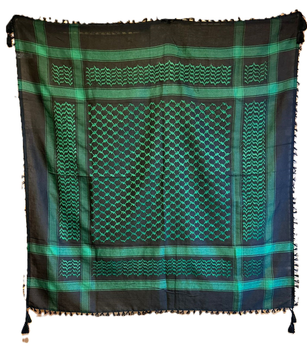 Green on Black Palestinian Style Keffiyeh – The keffiyeh Studio